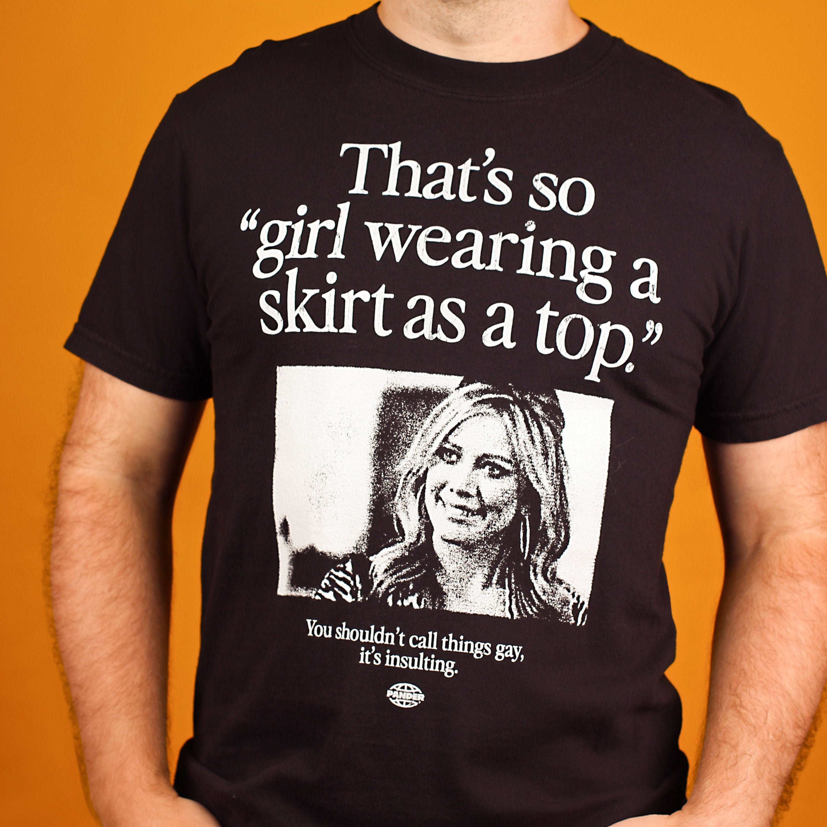 Girl Wearing a Skirt as a Top T-Shirt – Pander Apparel